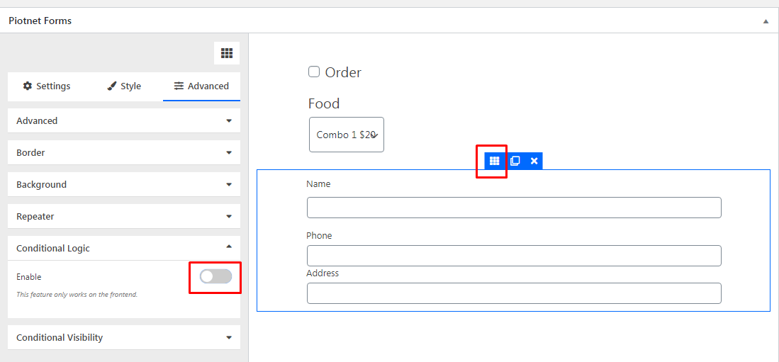 Conditional Logic - Piotnet Forms