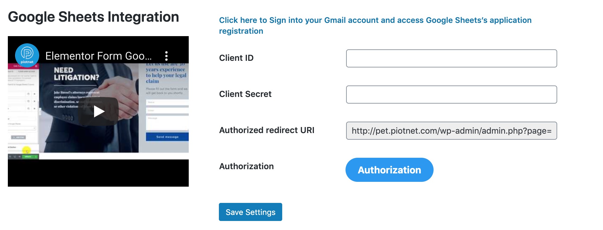 Google Sheets Connector - Piotnet Forms