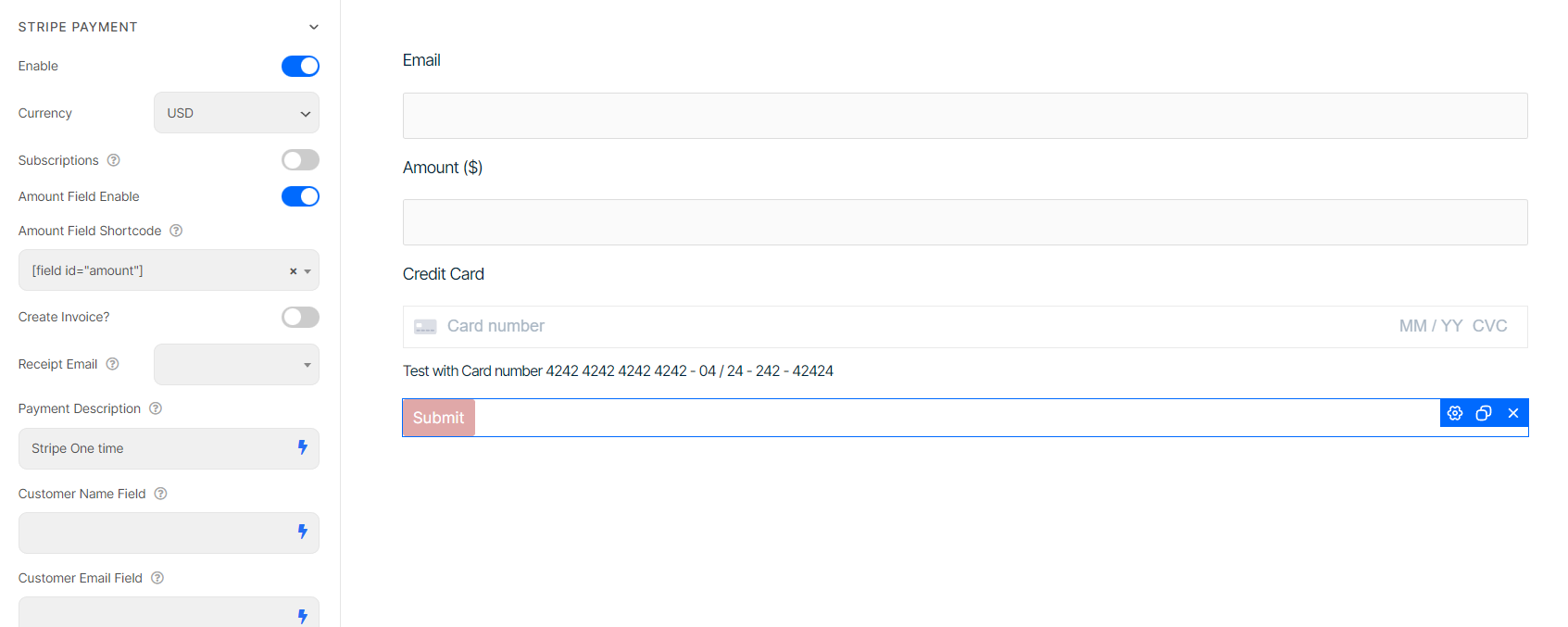 Stripe Payment - Piotnet Forms