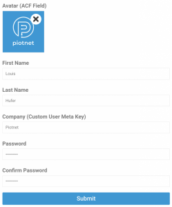 Update User Profile - Piotnet Forms