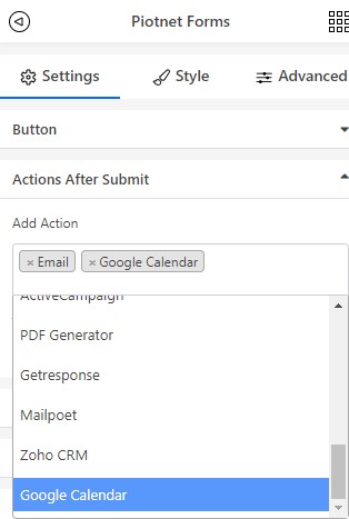 Google Calendar - Piotnet Forms