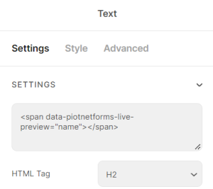 Live Preview Field Value - Piotnet Forms