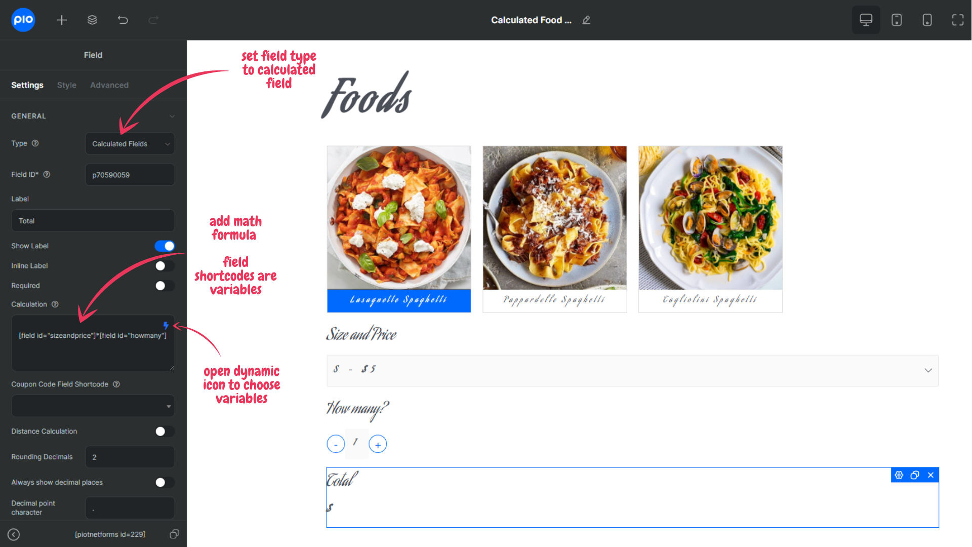 Calculated Field - Piotnet Forms